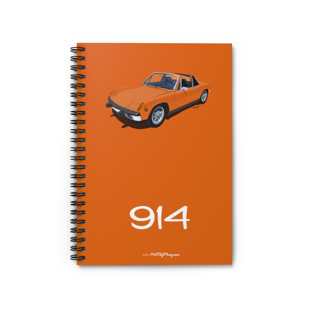 Porsche 914/4 - Orange 6" x 8" Spiral Notebook - Ruled Line - Art By Marz