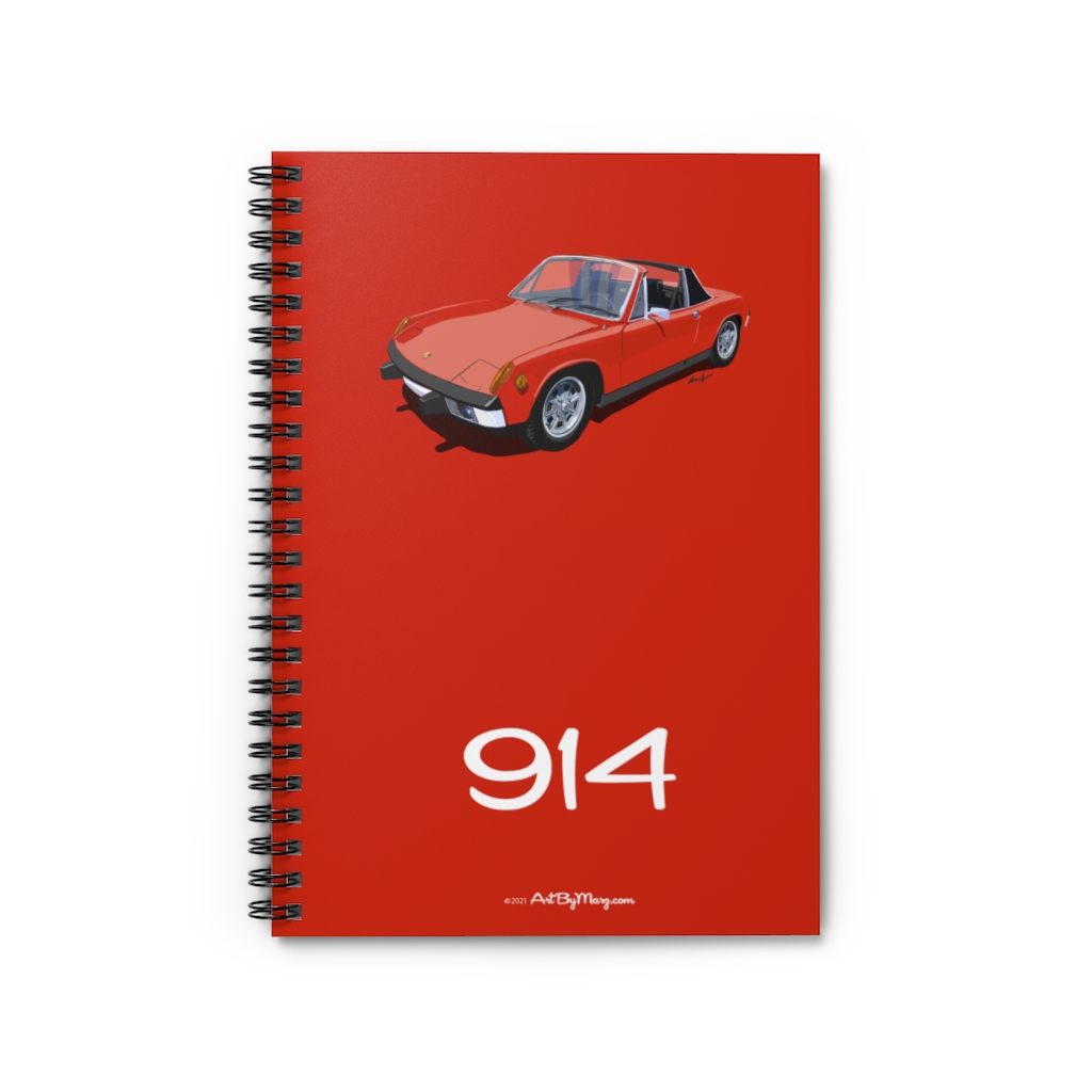 Porsche 914/4 - Red 6" x 8" Spiral Notebook - Ruled Line - Art By Marz