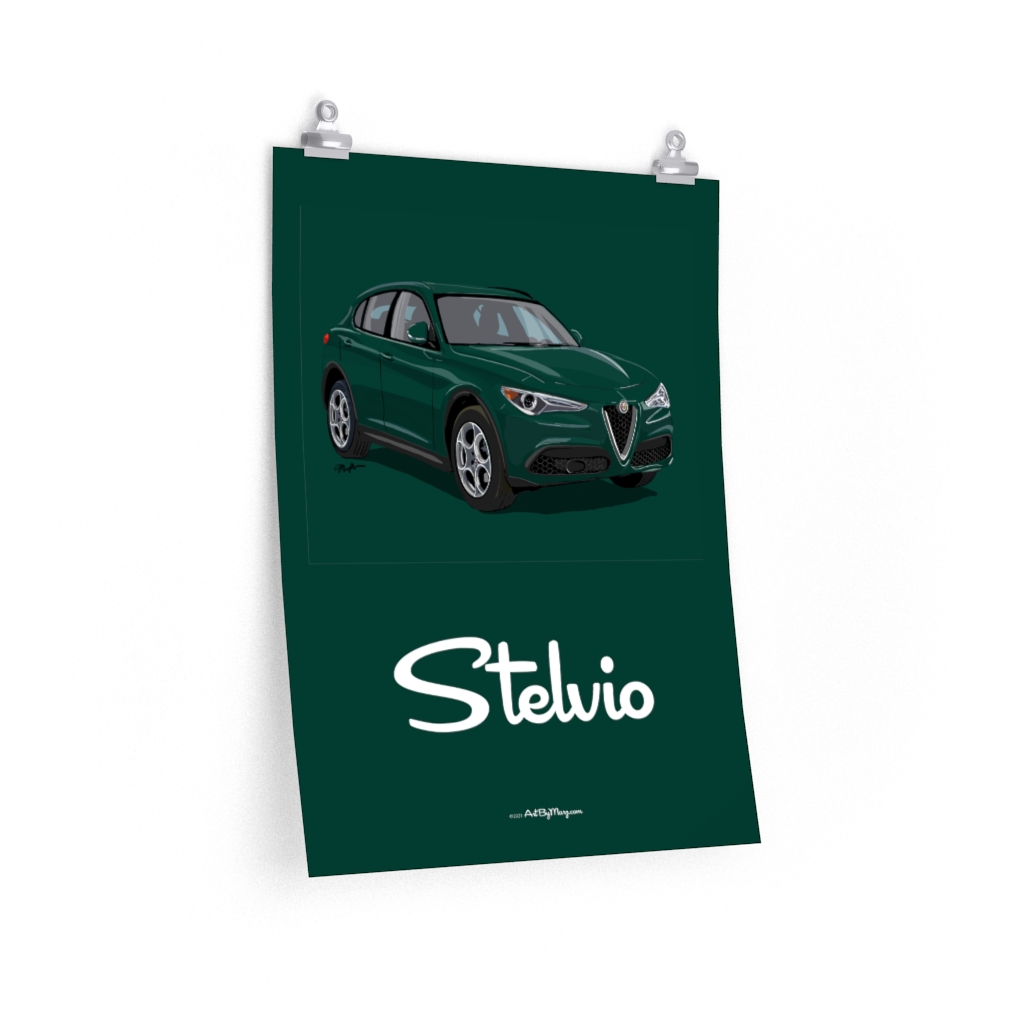 Alfa Romeo, Stelvio - Green 18" x 24" Poster - Art By Marz